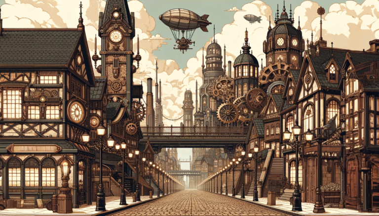 Free Background illustrations of a "Steampunk City"