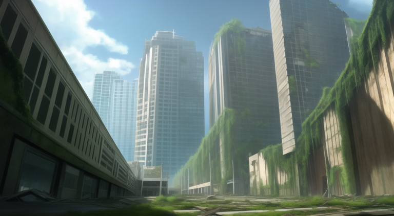 【フリー素材】崩壊都市の背景イラスト