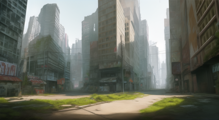 【フリー素材】崩壊都市の背景イラスト