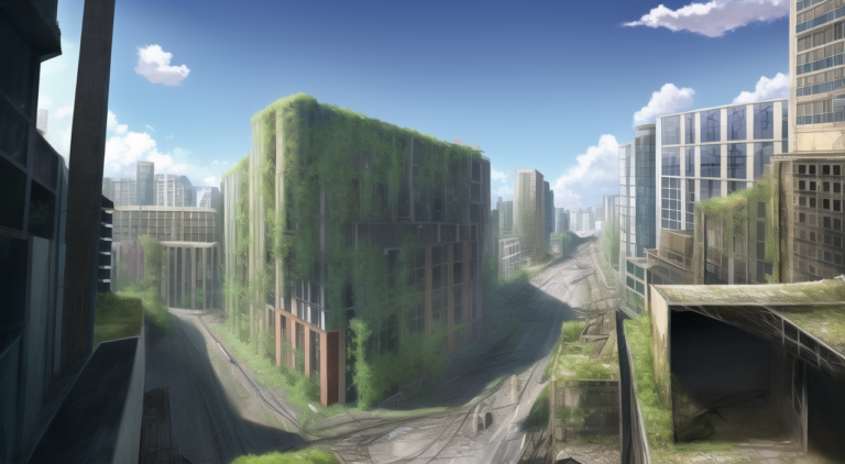 【フリー素材】崩壊都市の背景イラスト