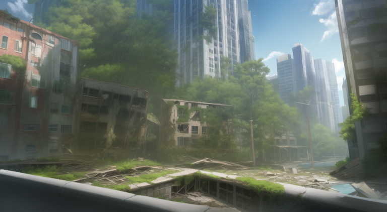 【フリー素材】崩壊都市の背景イラスト