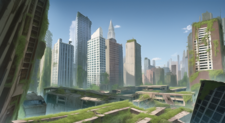 【フリー素材】崩壊都市の背景イラスト