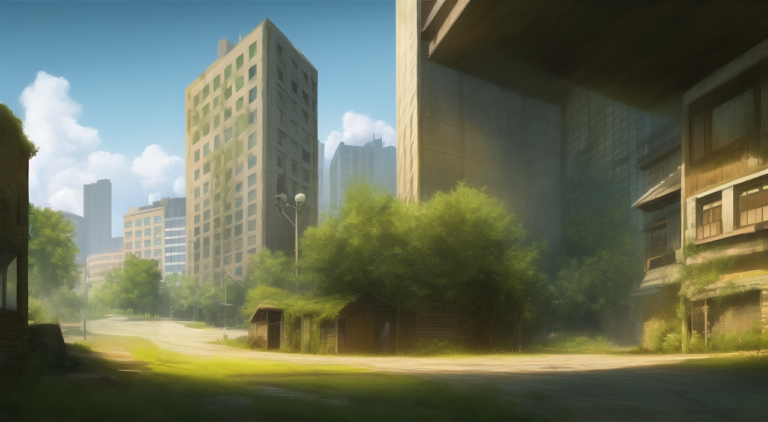 【フリー素材】崩壊都市の背景イラスト