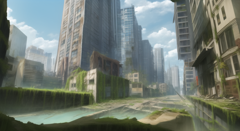 【フリー素材】崩壊都市の背景イラスト