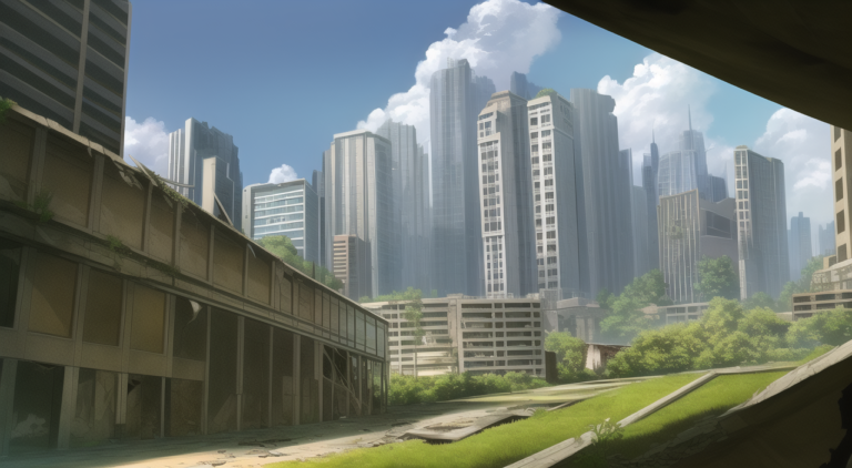 【フリー素材】崩壊都市の背景イラスト