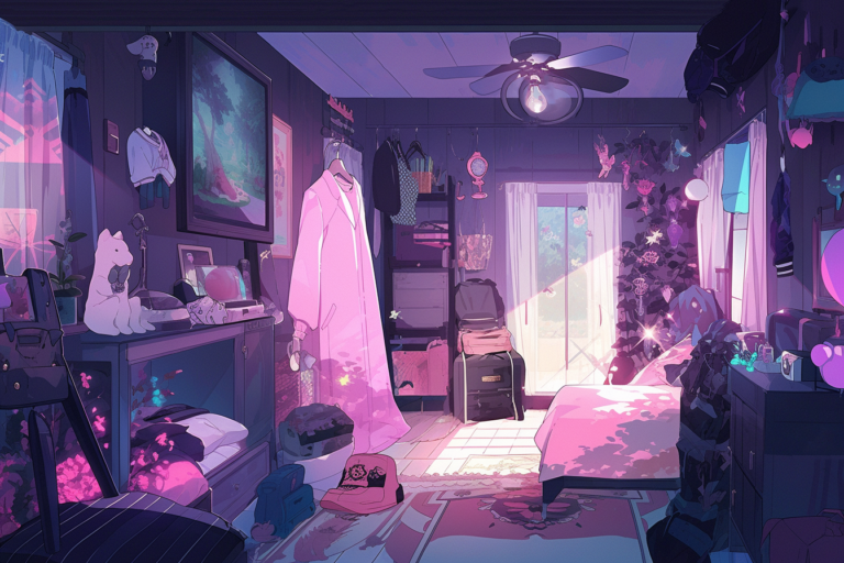 【フリー素材】散らかった部屋の背景イラスト