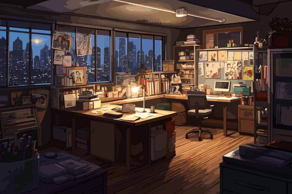 【フリー素材】アトリエの背景イラスト