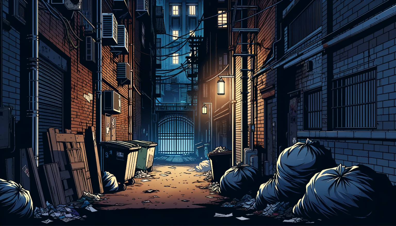 Background illustrations of a "Night City"