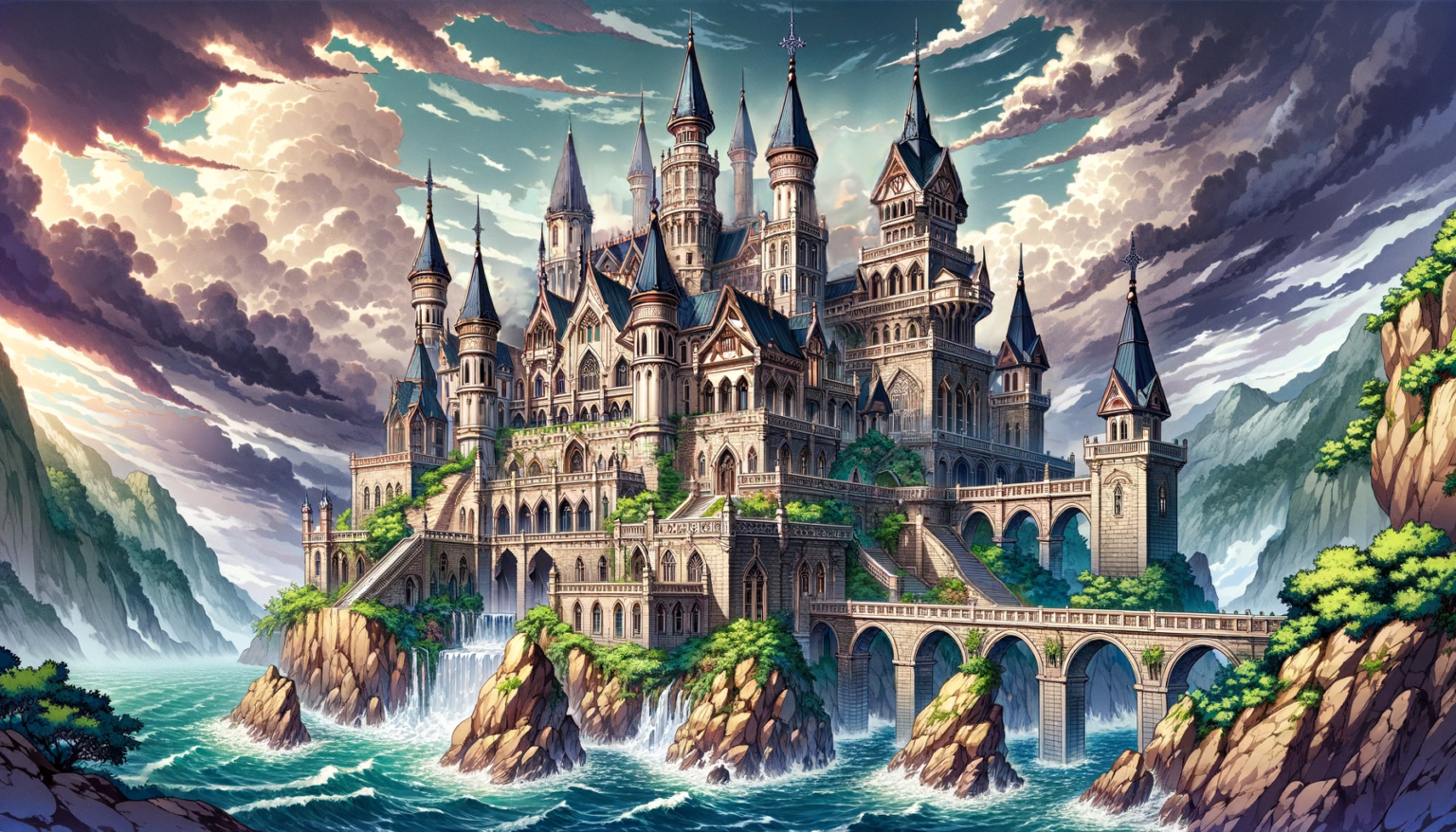 【フリー素材】魔法学校の背景イラスト