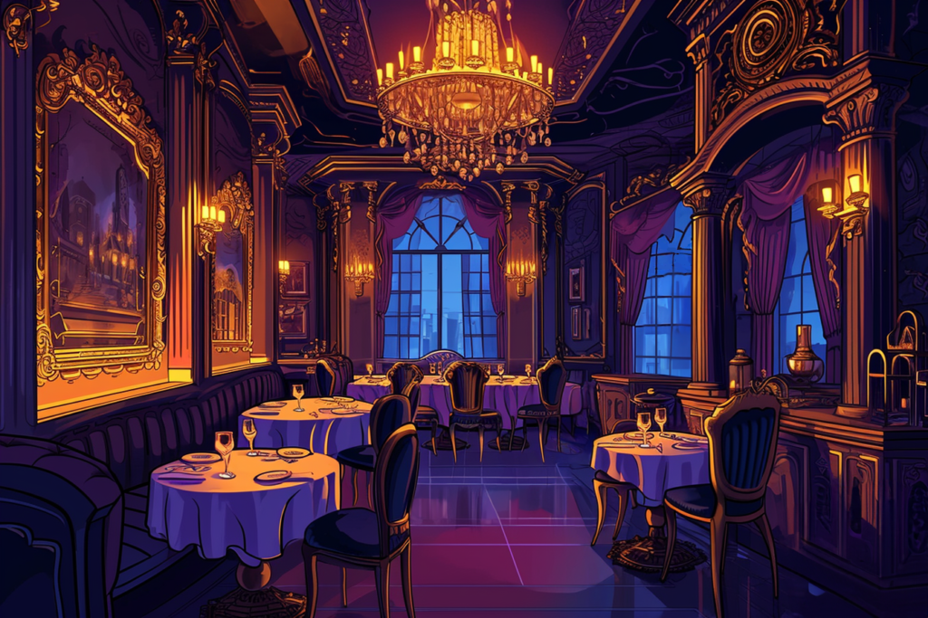 Background illustrations of a "restaurant"