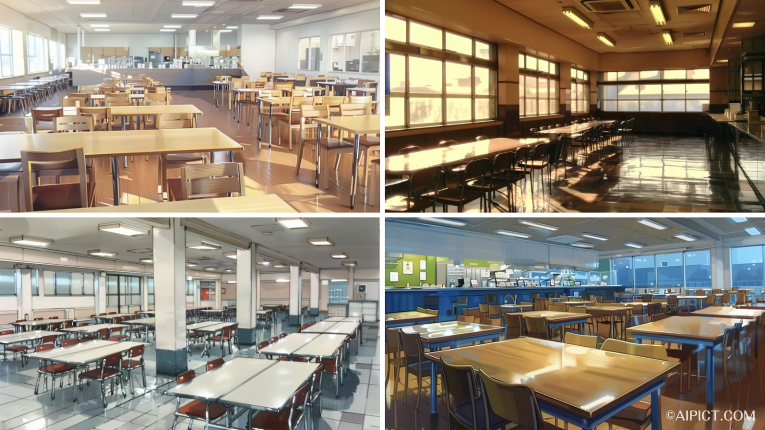 Background illustrations of a "Cafeteria"